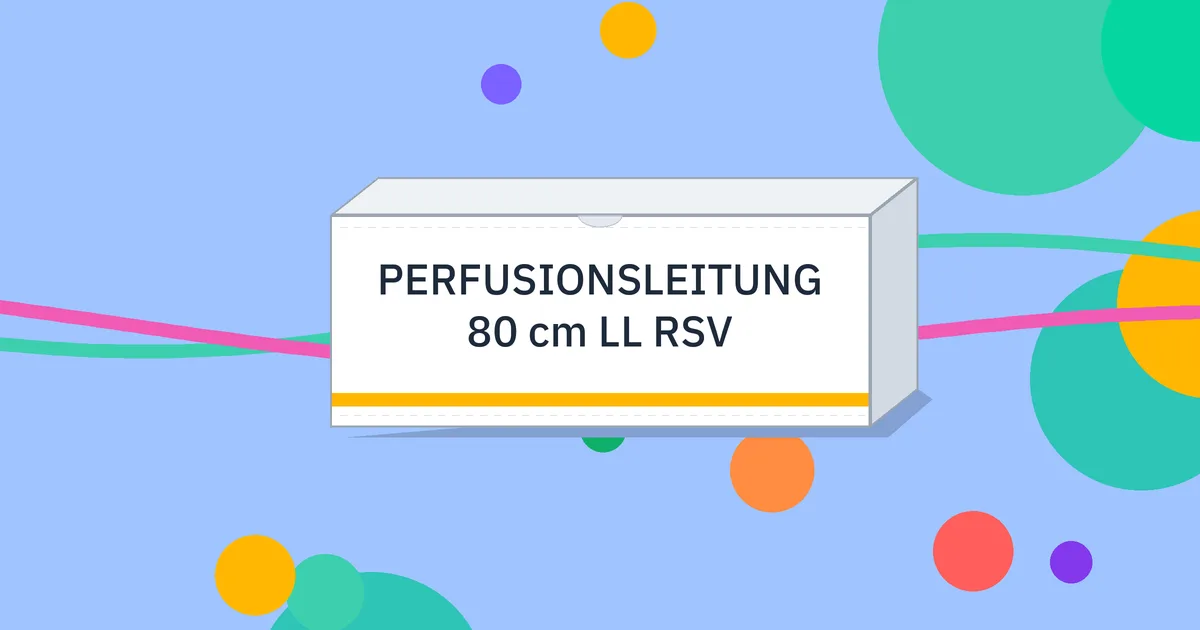 Symbolbild: Packung mit der Aufschrift PERFUSIONSLEITUNG 80 cm LL RSV (PZN 17487058) – Verfügbarkeit und Bezug in Apotheken in Frankfurt am Main