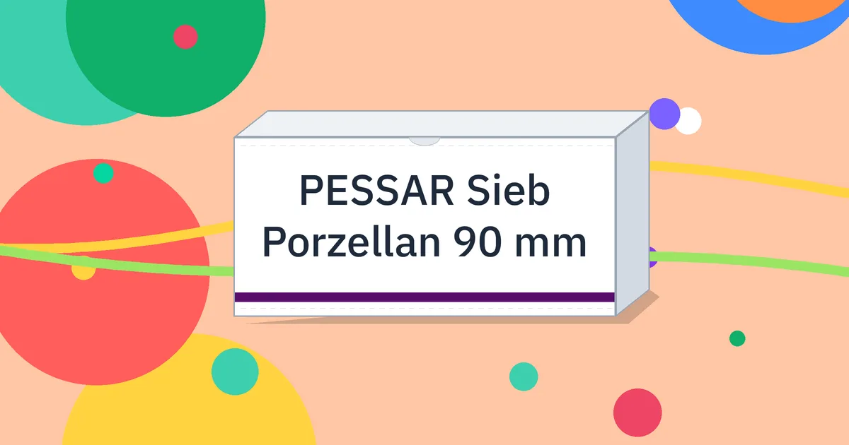 Symbolbild: Packung mit der Aufschrift PESSAR Sieb Porzellan 90 mm (PZN 01734187) – Verfügbarkeit und Bezug in Apotheken in Frankfurt am Main