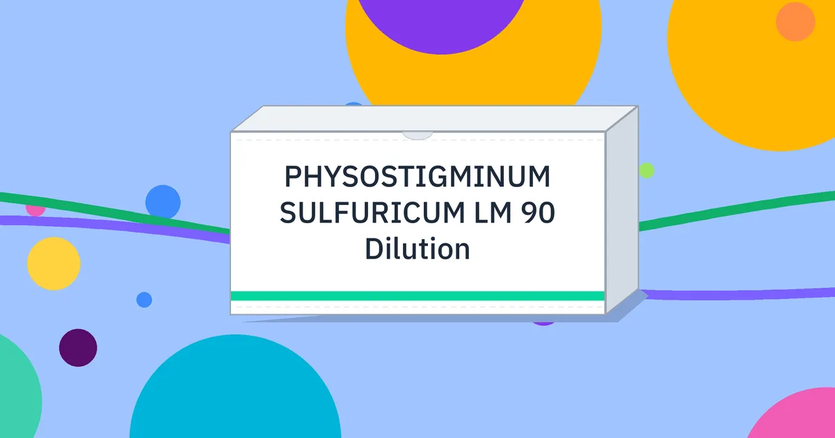 Symbolbild: Packung mit der Aufschrift PHYSOSTIGMINUM SULFURICUM LM 90 Dilution (PZN 13640480) – Verfügbarkeit und Bezug in Apotheken in Frankfurt am Main