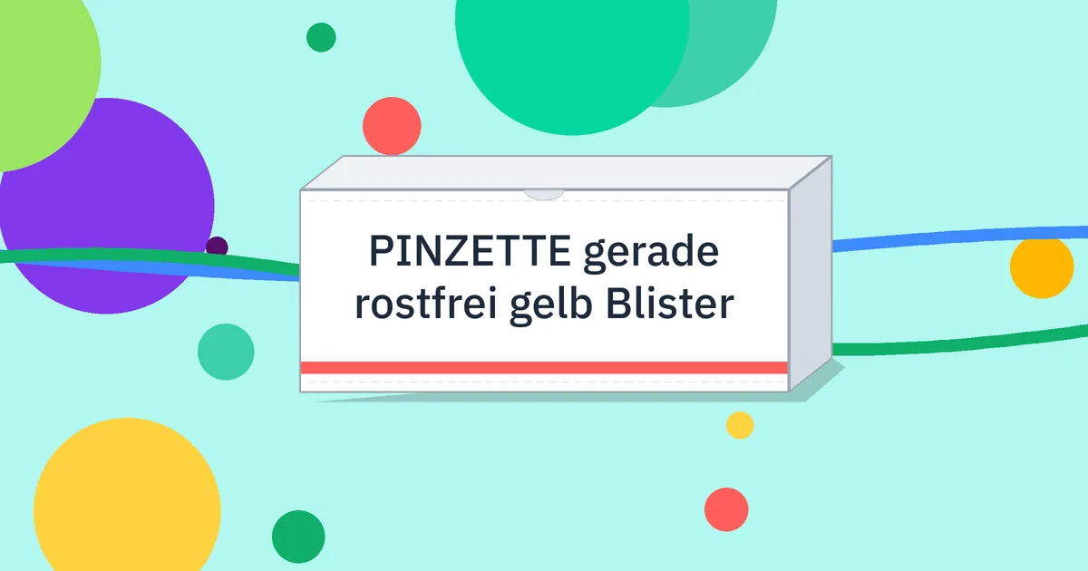 Symbolbild: Packung mit der Aufschrift PINZETTE gerade rostfrei gelb Blister (PZN 10348879) – Verfügbarkeit und Bezug in Apotheken in Frankfurt am Main