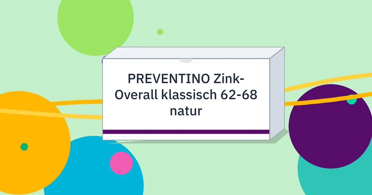 Symbolbild: Packung mit der Aufschrift PREVENTINO Zink-Overall klassisch 62-68 natur (PZN 12446273) – Verfügbarkeit und Bezug in Apotheken in Frankfurt am Main