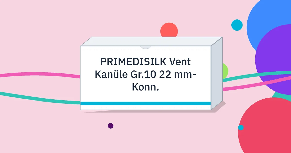 Symbolbild: Packung mit der Aufschrift PRIMEDISILK Vent Kanüle Gr.10 22 mm-Konn. (PZN 10355968) – Verfügbarkeit und Bezug in Apotheken in Frankfurt am Main