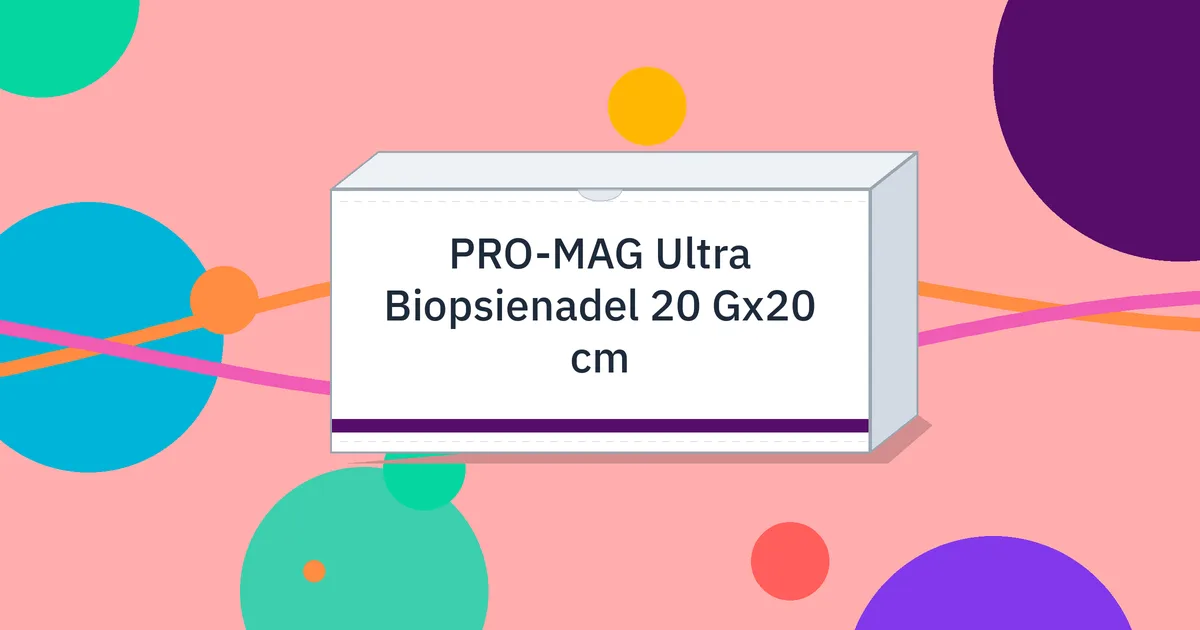 Symbolbild: Packung mit der Aufschrift PRO-MAG Ultra Biopsienadel 20 Gx20 cm (PZN 06769322) – Verfügbarkeit und Bezug in Apotheken in Frankfurt am Main