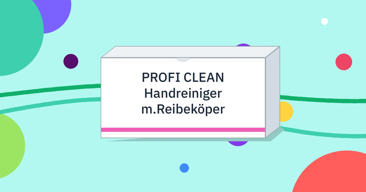 Symbolbild: Packung mit der Aufschrift PROFI CLEAN Handreiniger m.Reibeköper (PZN 18874751) – Verfügbarkeit und Bezug in Apotheken in Frankfurt am Main