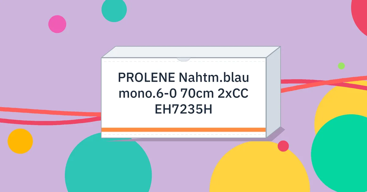 Symbolbild: Packung mit der Aufschrift PROLENE Nahtm.blau mono.6-0 70cm 2xCC EH7235H (PZN 20896292) – Verfügbarkeit und Bezug in Apotheken in Frankfurt am Main