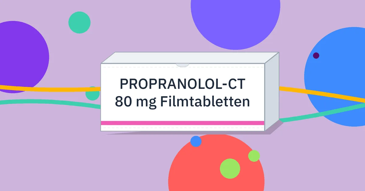 Symbolbild: Packung mit der Aufschrift PROPRANOLOL-CT 80 mg Filmtabletten (PZN 01030581) – Verfügbarkeit und Bezug in Apotheken in Frankfurt am Main