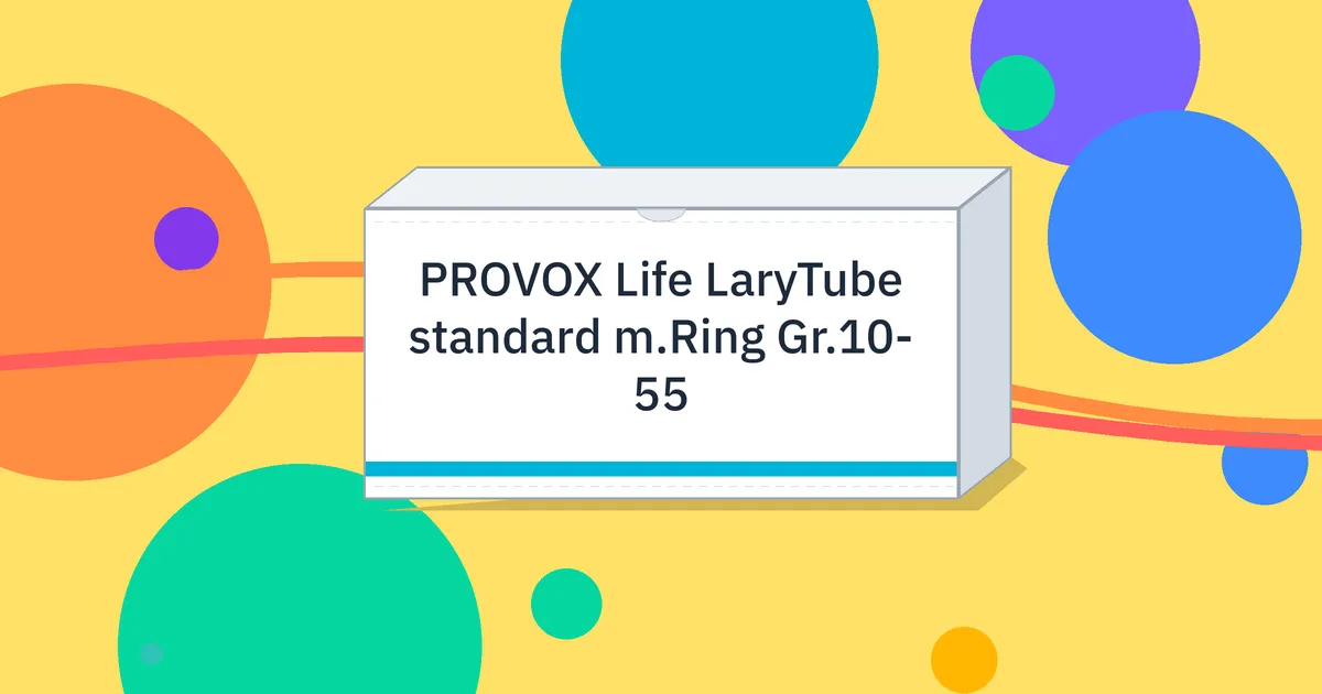 Symbolbild: Packung mit der Aufschrift PROVOX Life LaryTube standard m.Ring Gr.10-55 (PZN 19625197) – Verfügbarkeit und Bezug in Apotheken in Frankfurt am Main