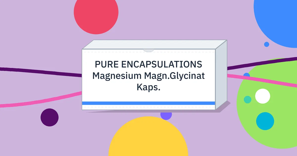 Symbolbild: Packung mit der Aufschrift PURE ENCAPSULATIONS Magnesium Magn.Glycinat Kaps. (PZN 05852191) – Verfügbarkeit und Bezug in Apotheken in Frankfurt am Main