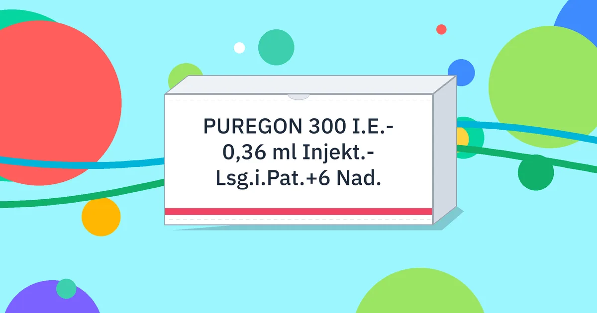 Symbolbild: Packung mit der Aufschrift PUREGON 300 I.E.-0,36 ml Injekt.-Lsg.i.Pat.+6 Nad. (PZN 16320497) – Verfügbarkeit und Bezug in Apotheken in Frankfurt am Main