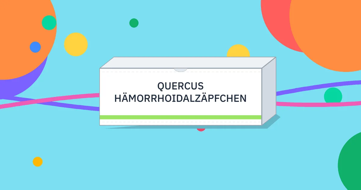 Symbolbild: Packung mit der Aufschrift QUERCUS HÄMORRHOIDALZÄPFCHEN (PZN 01880701) – Verfügbarkeit und Bezug in Apotheken in Frankfurt am Main
