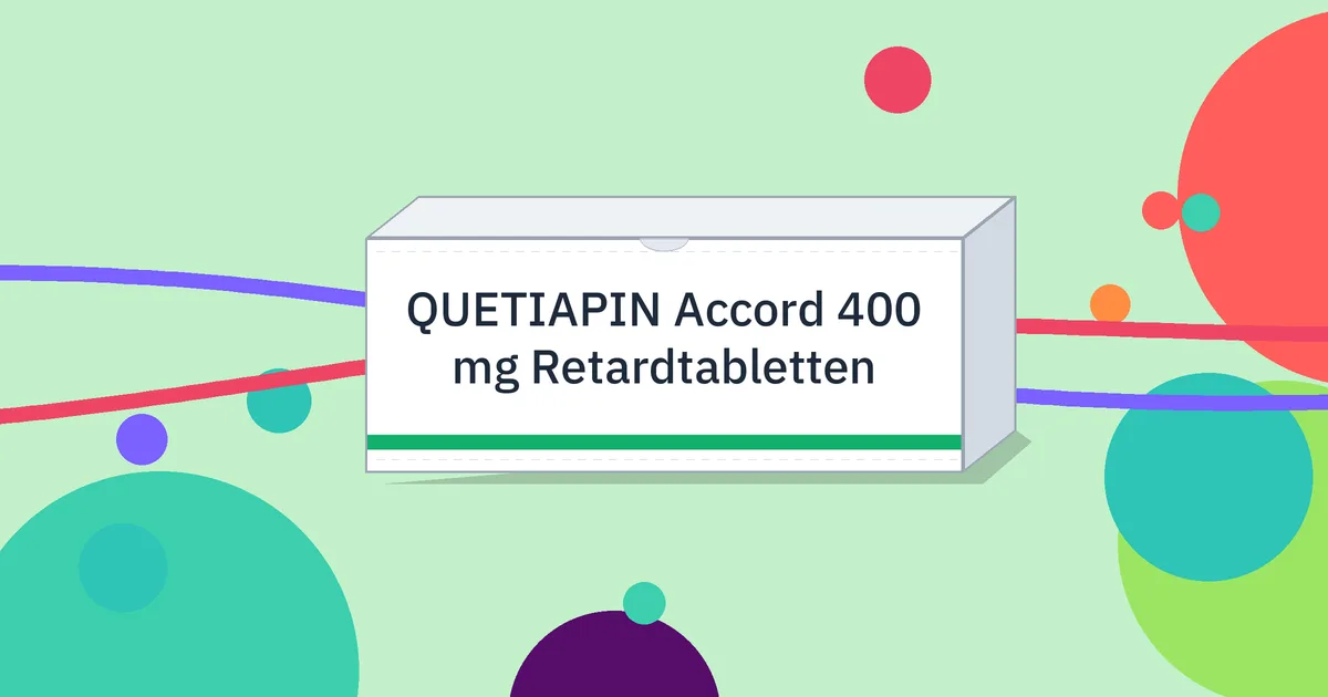 Symbolbild: Packung mit der Aufschrift QUETIAPIN Accord 400 mg Retardtabletten (PZN 15379169) – Verfügbarkeit und Bezug in Apotheken in Frankfurt am Main