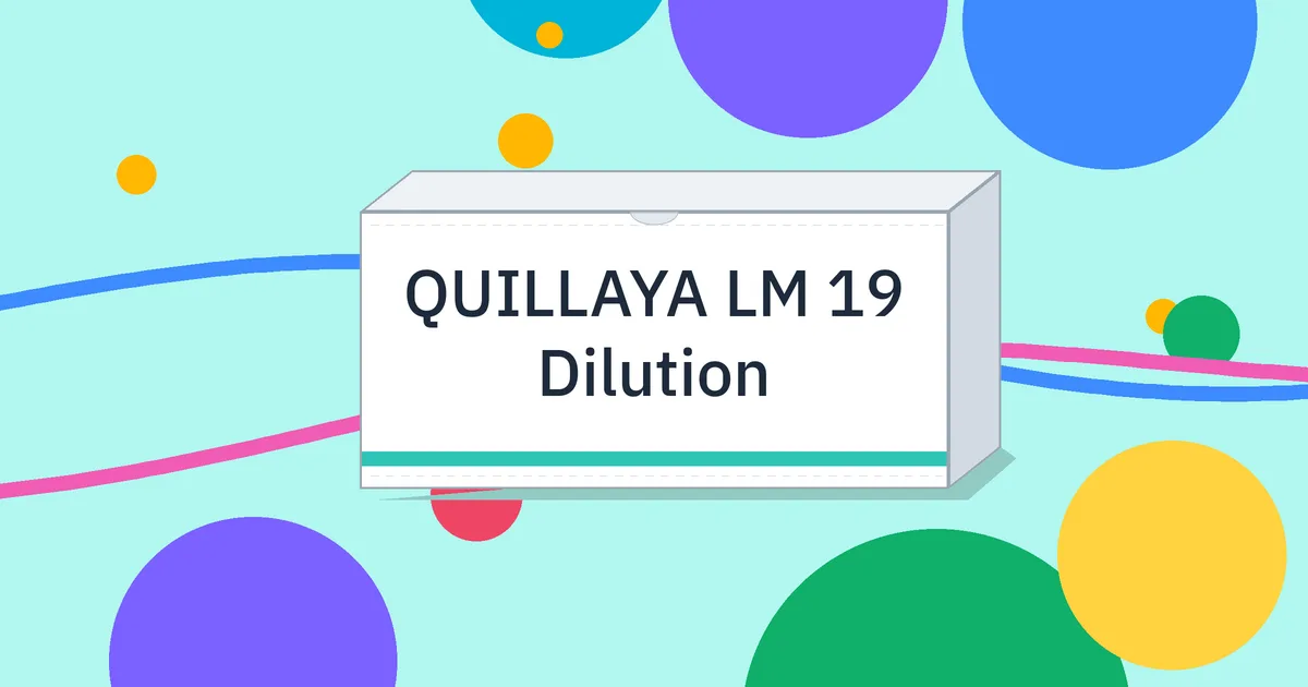 Symbolbild: Packung mit der Aufschrift QUILLAYA LM 19 Dilution (PZN 13675107) – Verfügbarkeit und Bezug in Apotheken in Frankfurt am Main