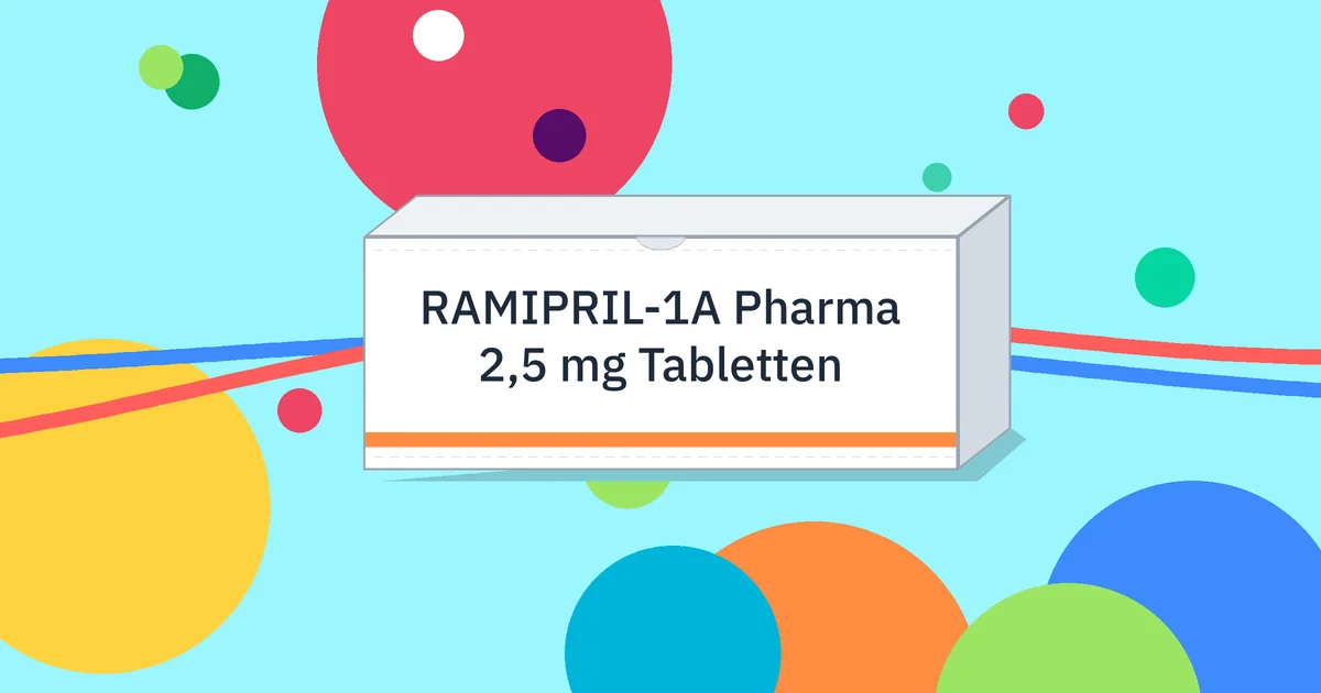 Symbolbild: Packung mit der Aufschrift RAMIPRIL-1A Pharma 2,5 mg Tabletten (PZN 00766699) – Verfügbarkeit und Bezug in Apotheken in Frankfurt am Main