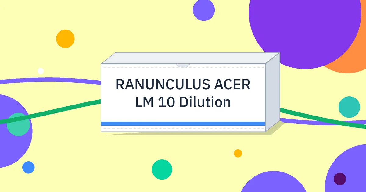 Symbolbild: Packung mit der Aufschrift RANUNCULUS ACER LM 10 Dilution (PZN 13675478) – Verfügbarkeit und Bezug in Apotheken in Frankfurt am Main