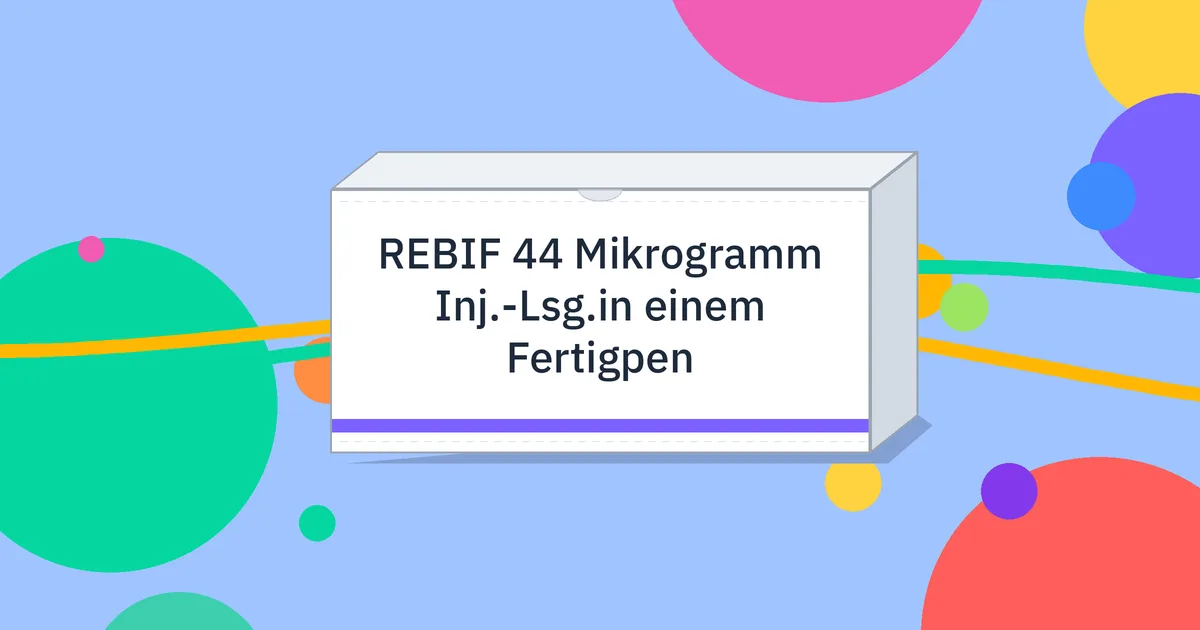 Symbolbild: Packung mit der Aufschrift REBIF 44 Mikrogramm Inj.-Lsg.in einem Fertigpen (PZN 10006558) – Verfügbarkeit und Bezug in Apotheken in Frankfurt am Main