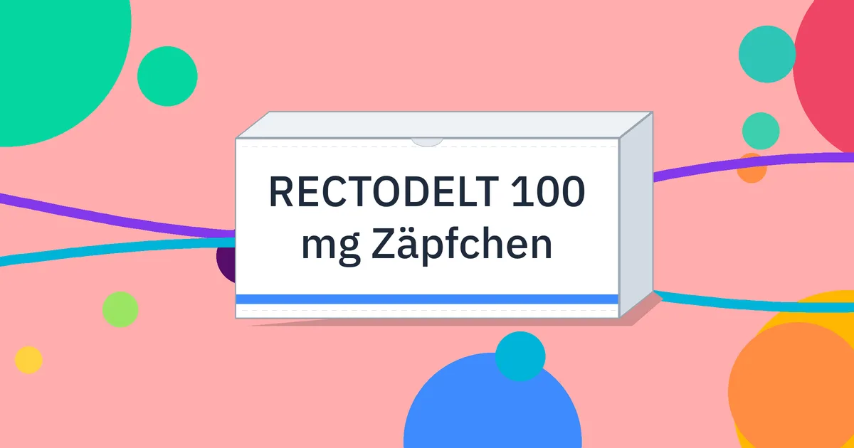 Symbolbild: Packung mit der Aufschrift RECTODELT 100 mg Zäpfchen (PZN 04796639) – Verfügbarkeit und Bezug in Apotheken in Frankfurt am Main