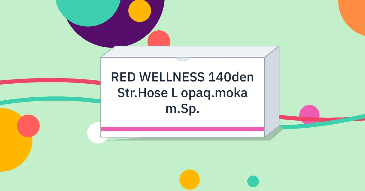 Symbolbild: Packung mit der Aufschrift RED WELLNESS 140den Str.Hose L opaq.moka m.Sp. (PZN 16176043) – Verfügbarkeit und Bezug in Apotheken in Frankfurt am Main