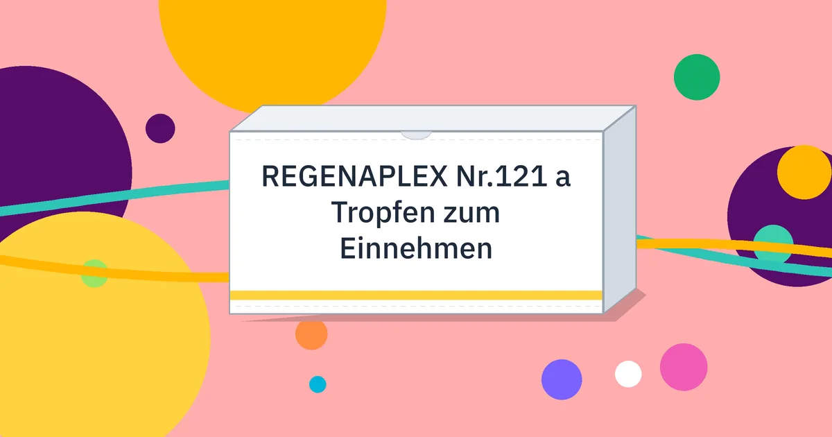 Symbolbild: Packung mit der Aufschrift REGENAPLEX Nr.121 a Tropfen zum Einnehmen (PZN 02643736) – Verfügbarkeit und Bezug in Apotheken in Frankfurt am Main