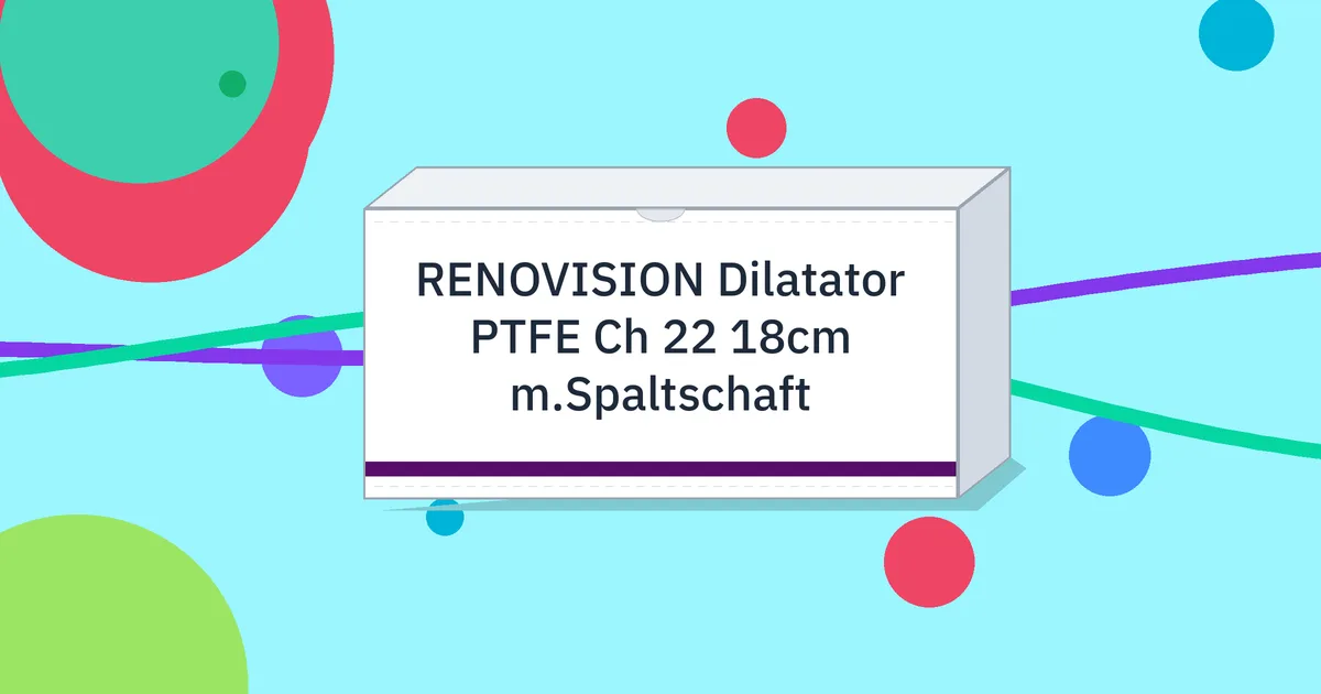 Symbolbild: Packung mit der Aufschrift RENOVISION Dilatator PTFE Ch 22 18cm m.Spaltschaft (PZN 18306283) – Verfügbarkeit und Bezug in Apotheken in Frankfurt am Main