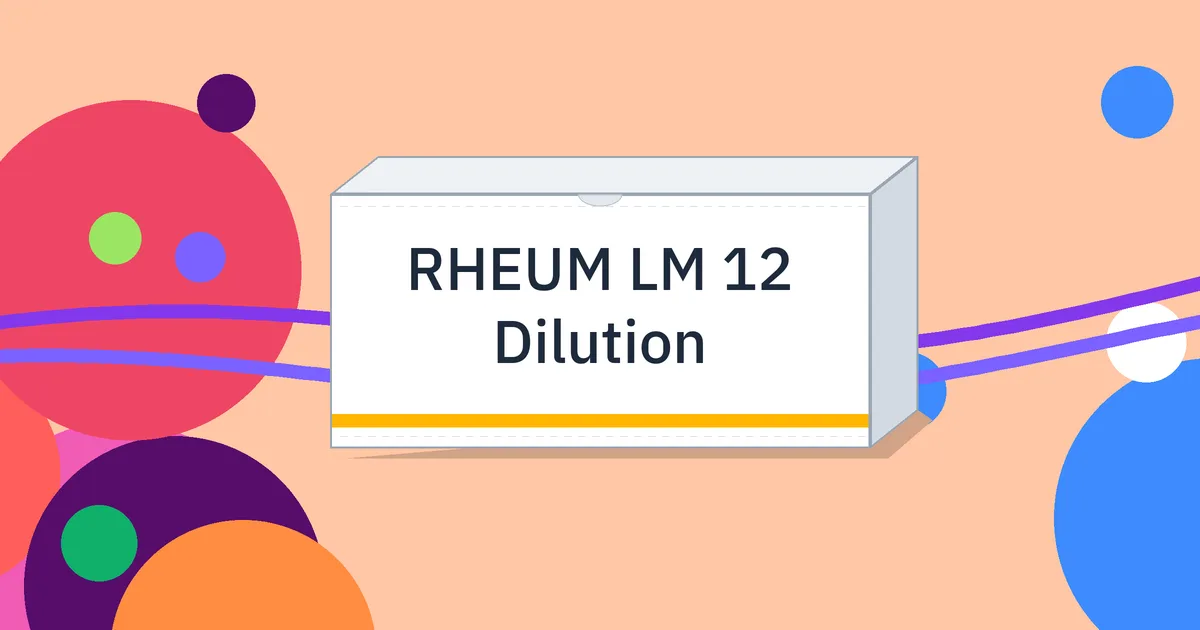Symbolbild: Packung mit der Aufschrift RHEUM LM 12 Dilution (PZN 13049462) – Verfügbarkeit und Bezug in Apotheken in Frankfurt am Main