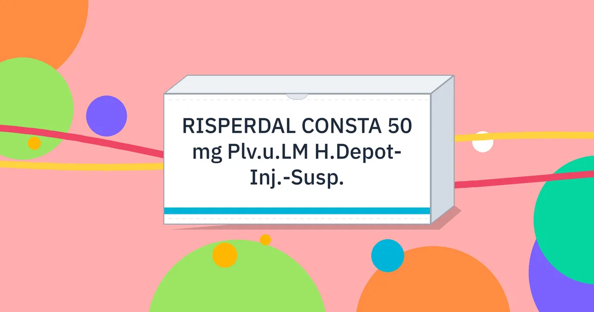 Symbolbild: Packung mit der Aufschrift RISPERDAL CONSTA 50 mg Plv.u.LM H.Depot-Inj.-Susp. (PZN 16622749) – Verfügbarkeit und Bezug in Apotheken in Frankfurt am Main