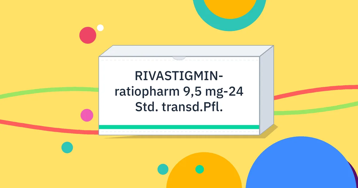 Symbolbild: Packung mit der Aufschrift RIVASTIGMIN-ratiopharm 9,5 mg-24 Std. transd.Pfl. (PZN 04706429) – Verfügbarkeit und Bezug in Apotheken in Frankfurt am Main