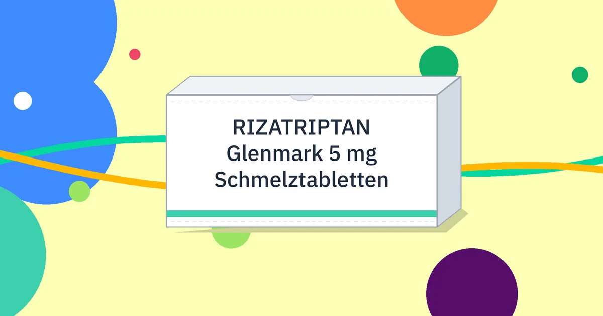 Symbolbild: Packung mit der Aufschrift RIZATRIPTAN Glenmark 5 mg Schmelztabletten (PZN 09947132) – Verfügbarkeit und Bezug in Apotheken in Frankfurt am Main
