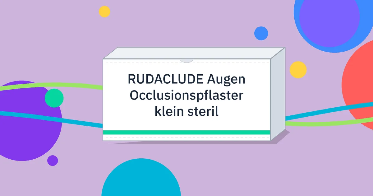 Symbolbild: Packung mit der Aufschrift RUDACLUDE Augen Occlusionspflaster klein steril (PZN 15879268) – Verfügbarkeit und Bezug in Apotheken in Frankfurt am Main