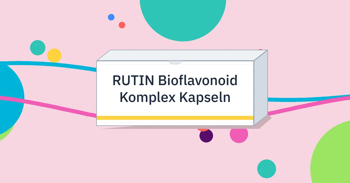 Symbolbild: Packung mit der Aufschrift RUTIN Bioflavonoid Komplex Kapseln (PZN 19378818) – Verfügbarkeit und Bezug in Apotheken in Frankfurt am Main