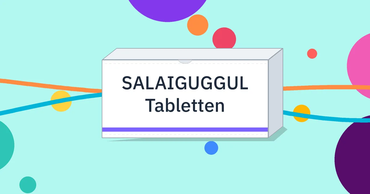 Symbolbild: Packung mit der Aufschrift SALAIGUGGUL Tabletten (PZN 03695161) – Verfügbarkeit und Bezug in Apotheken in Frankfurt am Main