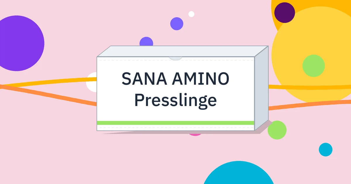 Symbolbild: Packung mit der Aufschrift SANA AMINO Presslinge (PZN 15636005) – Verfügbarkeit und Bezug in Apotheken in Frankfurt am Main