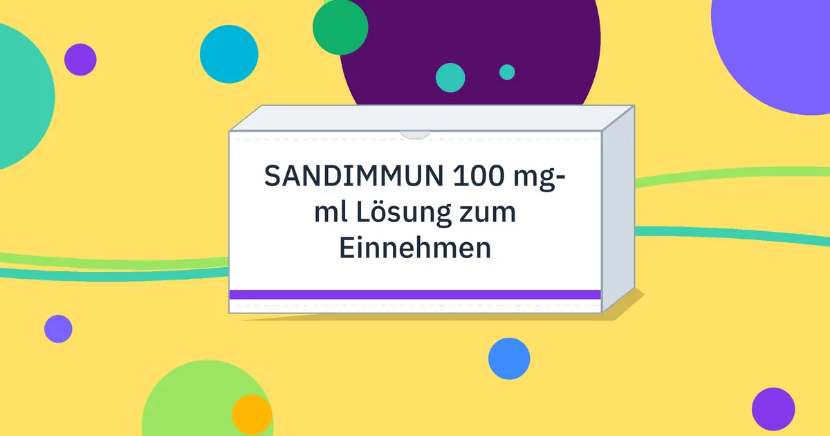 Symbolbild: Packung mit der Aufschrift SANDIMMUN 100 mg-ml Lösung zum Einnehmen (PZN 02560430) – Verfügbarkeit und Bezug in Apotheken in Frankfurt am Main