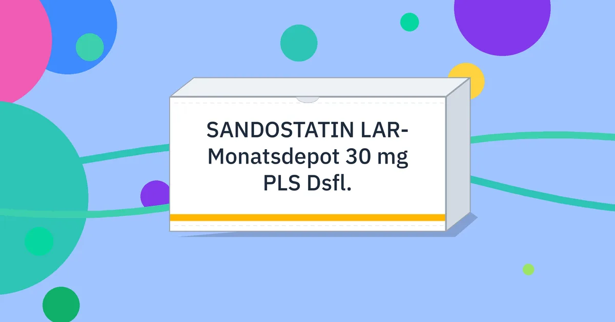 Symbolbild: Packung mit der Aufschrift SANDOSTATIN LAR-Monatsdepot 30 mg PLS Dsfl. (PZN 02504495) – Verfügbarkeit und Bezug in Apotheken in Frankfurt am Main