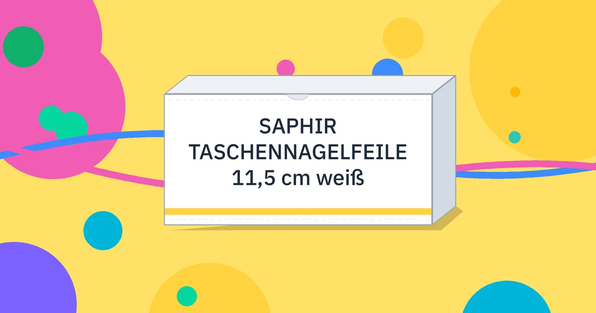 Symbolbild: Packung mit der Aufschrift SAPHIR TASCHENNAGELFEILE 11,5 cm weiß (PZN 08639598) – Verfügbarkeit und Bezug in Apotheken in Frankfurt am Main