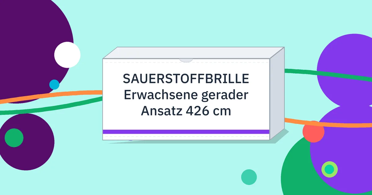 Symbolbild: Packung mit der Aufschrift SAUERSTOFFBRILLE Erwachsene gerader Ansatz 426 cm (PZN 18275358) – Verfügbarkeit und Bezug in Apotheken in Frankfurt am Main