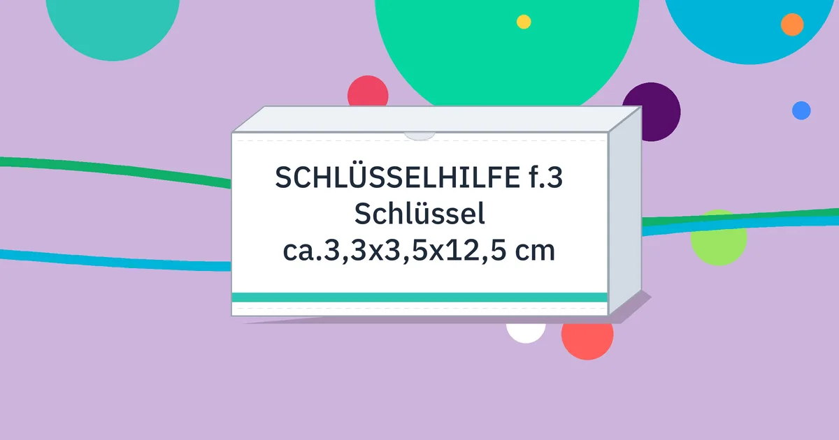 Symbolbild: Packung mit der Aufschrift SCHLÜSSELHILFE f.3 Schlüssel ca.3,3x3,5x12,5 cm (PZN 16501537) – Verfügbarkeit und Bezug in Apotheken in Frankfurt am Main