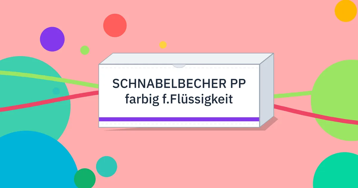 Symbolbild: Packung mit der Aufschrift SCHNABELBECHER PP farbig f.Flüssigkeit (PZN 03572903) – Verfügbarkeit und Bezug in Apotheken in Frankfurt am Main