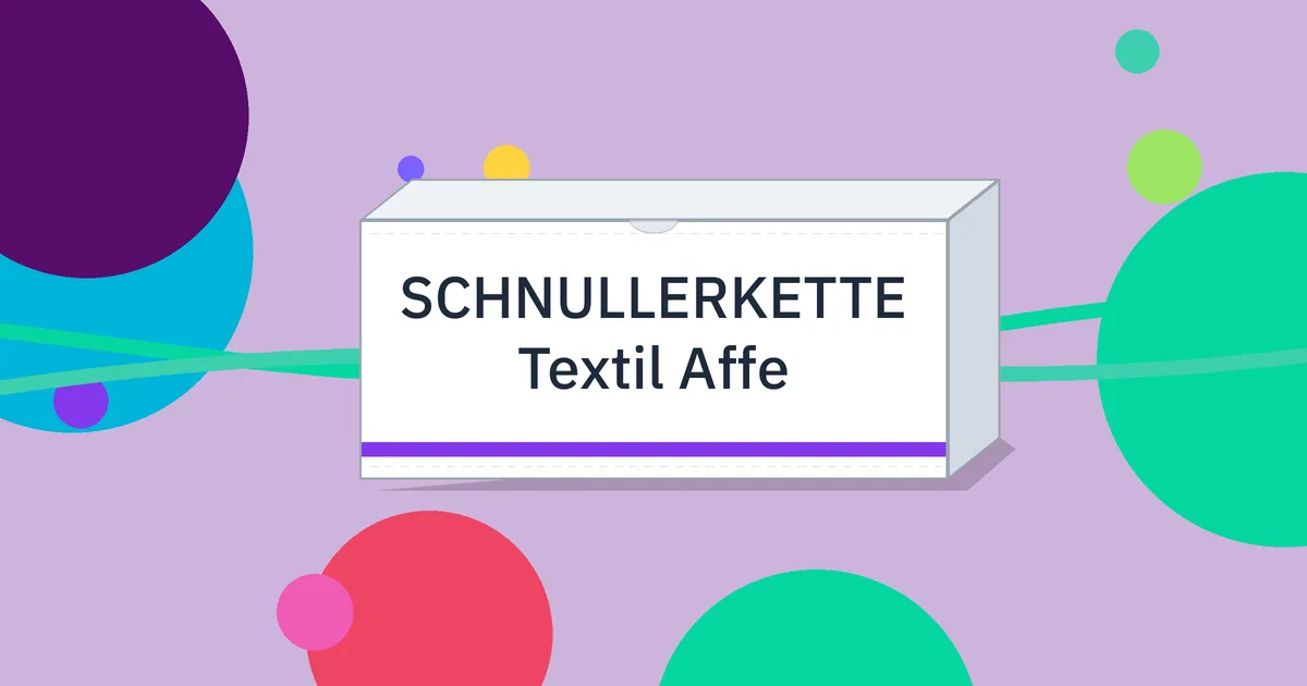 Symbolbild: Packung mit der Aufschrift SCHNULLERKETTE Textil Affe (PZN 10404307) – Verfügbarkeit und Bezug in Apotheken in Frankfurt am Main