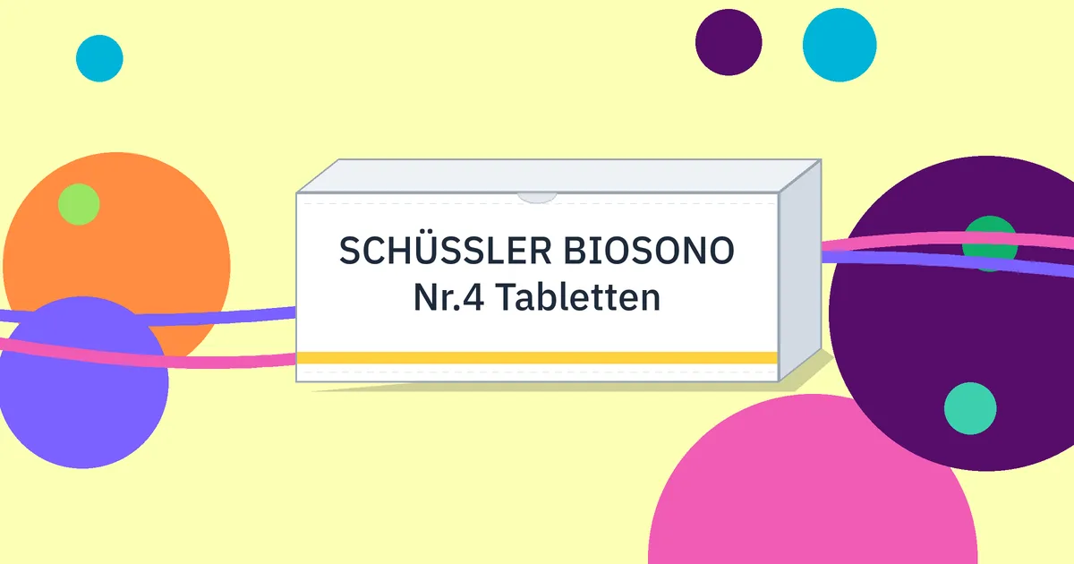 Symbolbild: Packung mit der Aufschrift SCHÜSSLER BIOSONO Nr.4 Tabletten (PZN 09005660) – Verfügbarkeit und Bezug in Apotheken in Frankfurt am Main