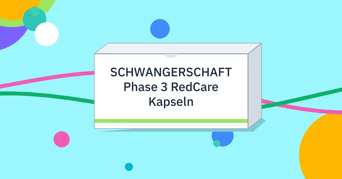 Symbolbild: Packung mit der Aufschrift SCHWANGERSCHAFT Phase 3 RedCare Kapseln (PZN 18915036) – Verfügbarkeit und Bezug in Apotheken in Frankfurt am Main