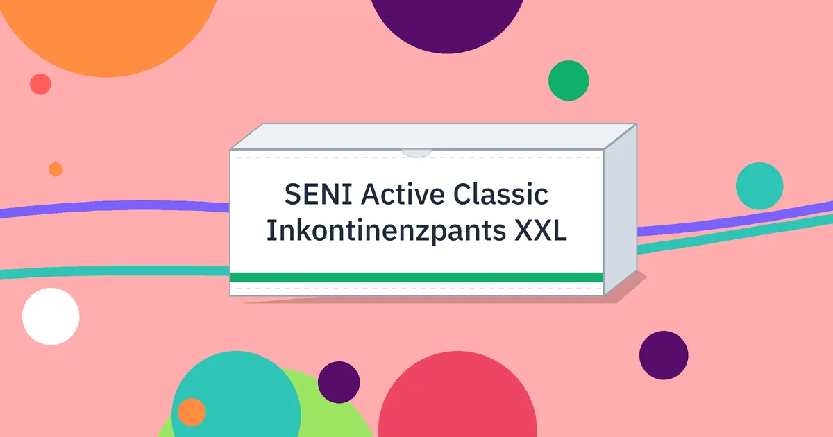 Symbolbild: Packung mit der Aufschrift SENI Active Classic Inkontinenzpants XXL (PZN 19891622) – Verfügbarkeit und Bezug in Apotheken in Frankfurt am Main