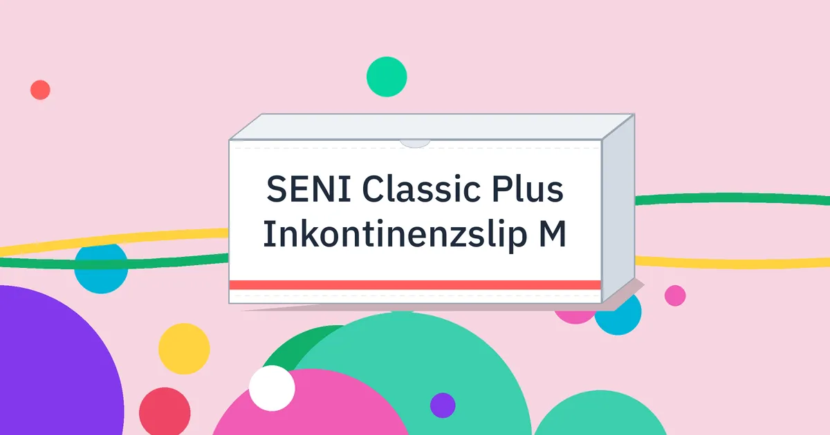 Symbolbild: Packung mit der Aufschrift SENI Classic Plus Inkontinenzslip M (PZN 16887896) – Verfügbarkeit und Bezug in Apotheken in Frankfurt am Main