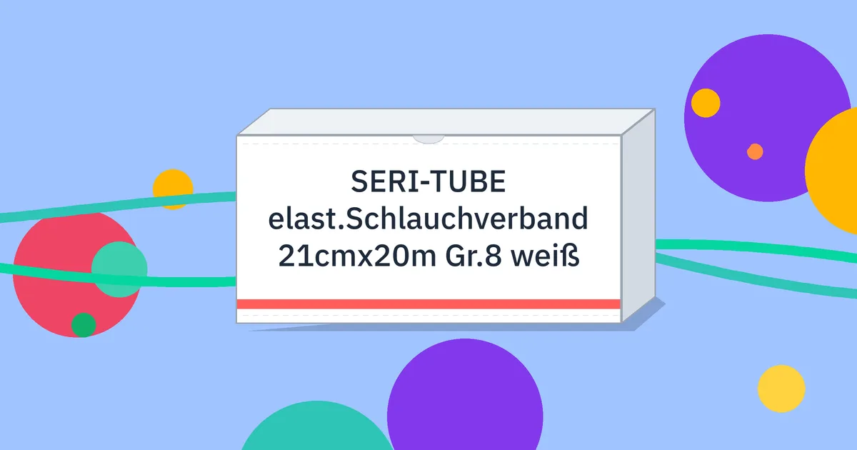 Symbolbild: Packung mit der Aufschrift SERI-TUBE elast.Schlauchverband 21cmx20m Gr.8 weiß (PZN 19837373) – Verfügbarkeit und Bezug in Apotheken in Frankfurt am Main