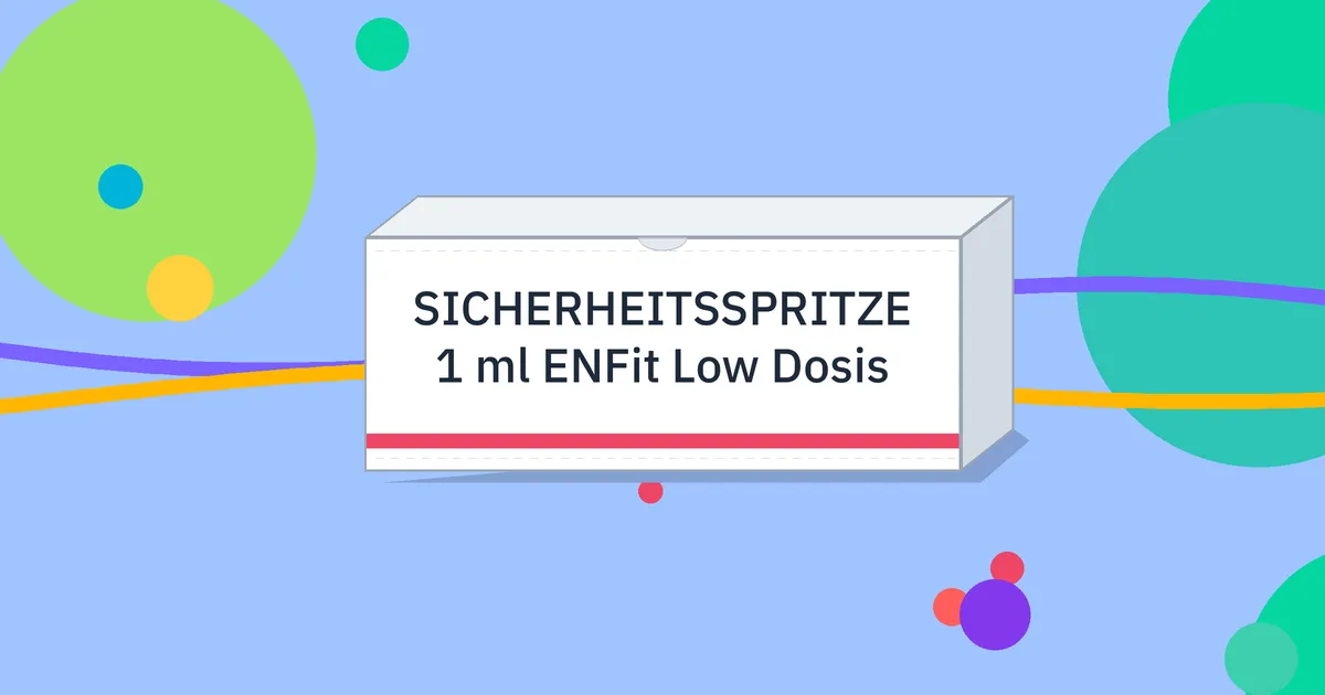 Symbolbild: Packung mit der Aufschrift SICHERHEITSSPRITZE 1 ml ENFit Low Dosis (PZN 12339867) – Verfügbarkeit und Bezug in Apotheken in Frankfurt am Main