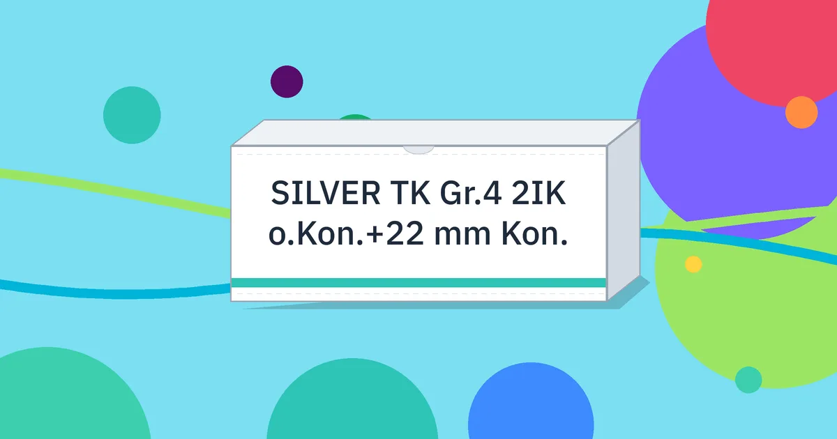 Symbolbild: Packung mit der Aufschrift SILVER TK Gr.4 2IK o.Kon.+22 mm Kon. (PZN 10317175) – Verfügbarkeit und Bezug in Apotheken in Frankfurt am Main