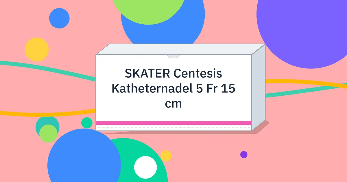 Symbolbild: Packung mit der Aufschrift SKATER Centesis Katheternadel 5 Fr 15 cm (PZN 06769440) – Verfügbarkeit und Bezug in Apotheken in Frankfurt am Main