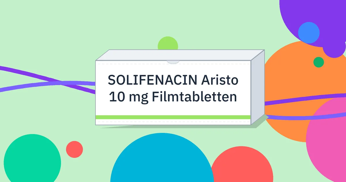 Symbolbild: Packung mit der Aufschrift SOLIFENACIN Aristo 10 mg Filmtabletten (PZN 15265448) – Verfügbarkeit und Bezug in Apotheken in Frankfurt am Main