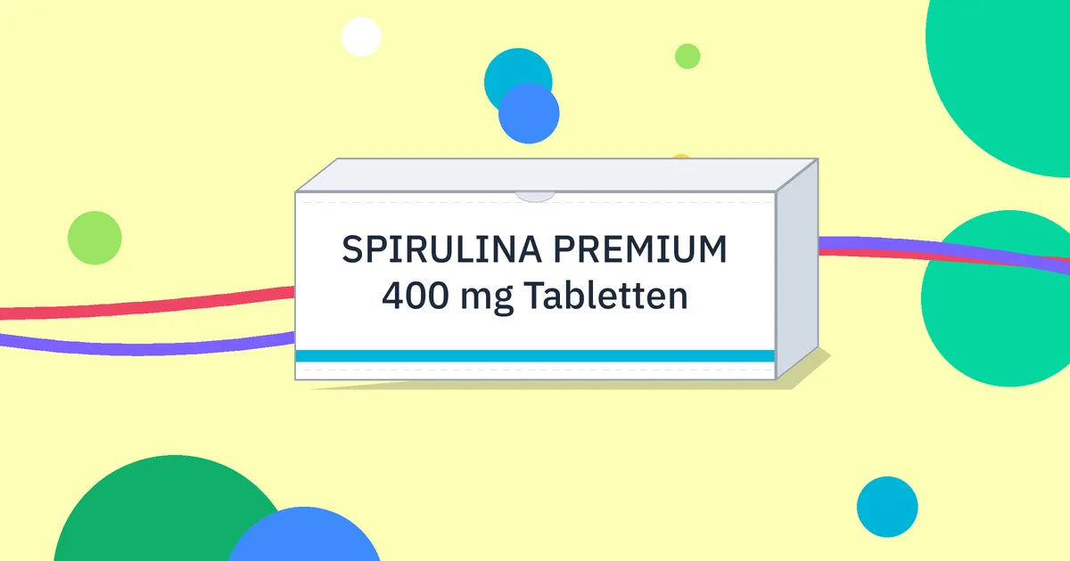 Symbolbild: Packung mit der Aufschrift SPIRULINA PREMIUM 400 mg Tabletten (PZN 09463813) – Verfügbarkeit und Bezug in Apotheken in Frankfurt am Main