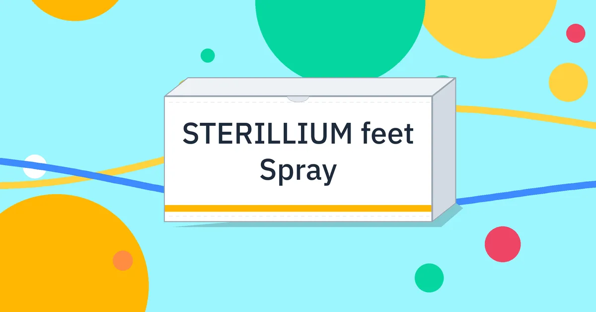 Symbolbild: Packung mit der Aufschrift STERILLIUM feet Spray (PZN 19844054) – Verfügbarkeit und Bezug in Apotheken in Frankfurt am Main