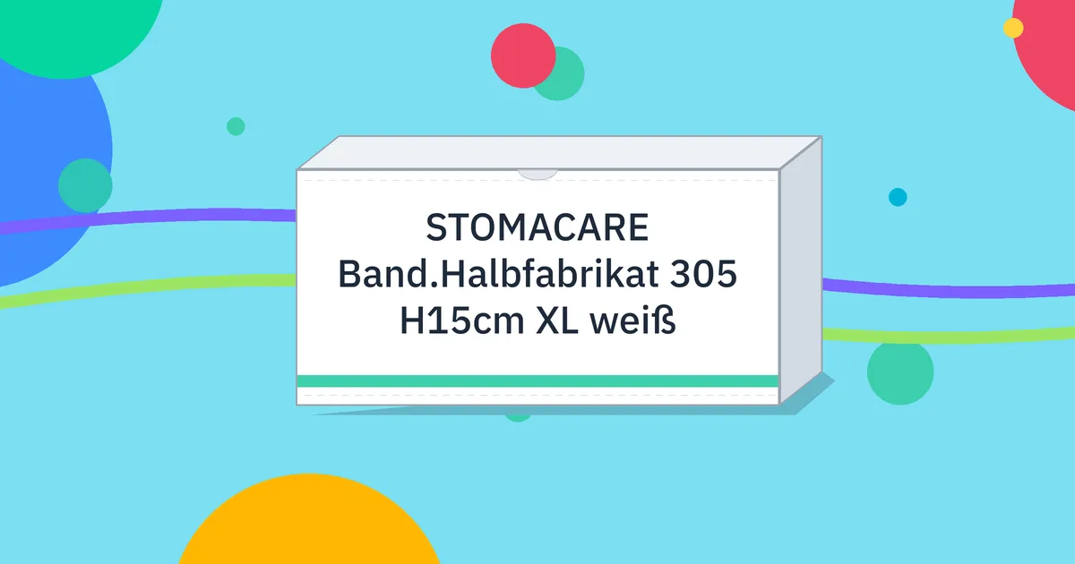 Symbolbild: Packung mit der Aufschrift STOMACARE Band.Halbfabrikat 305 H15cm XL weiß (PZN 03414707) – Verfügbarkeit und Bezug in Apotheken in Frankfurt am Main